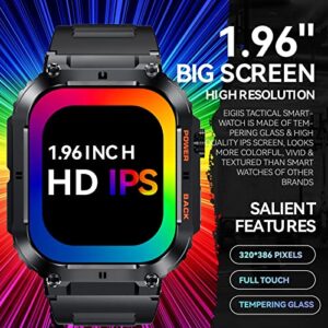 Military Smart Watches for Men Bluetooth Call 1.96" HD Big Screen Rugged Smartwatch Compatible with iPhone Android Phone 100+ Sports Modes Fitness Tracker Heart Rate Sleep Monitor Tactical Watch