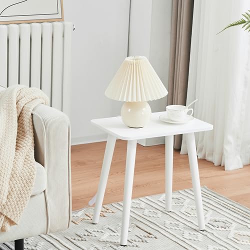 Apicizon Small Side Table, Accent Wooden End Table, Modern Nightstand Bedside Table for Bedroom, Living Room, Small Spaces, Nursery, Easy Assembly, White