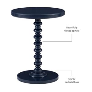 Powell Navy Blue Tarkin Round Turned Spindle Pedestal Side Accent Table