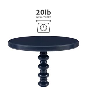 Powell Navy Blue Tarkin Round Turned Spindle Pedestal Side Accent Table