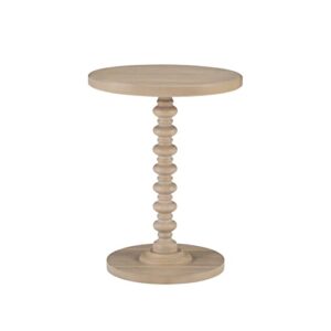 powell natural tarkin round wood turned spindle pedestal side accent table