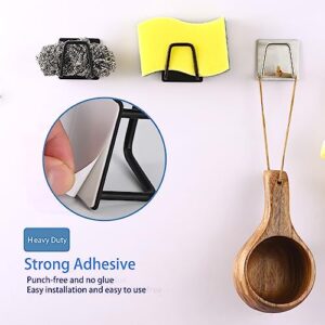 Adhesive Sponge Holder for Kitchen Sink, SUS304 Stainless Steel Scrubber Hanger Caddy Accessories Storage Rack Stand for Scratch Scrub Dishcloth Dishrag Wool Exfoliator Strainer Stopper