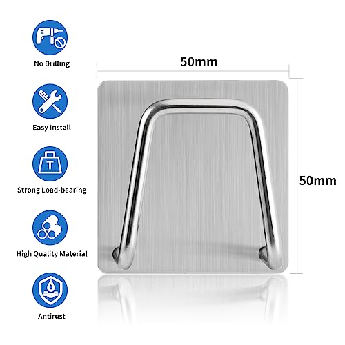 Adhesive Sponge Holder for Kitchen Sink, SUS304 Stainless Steel Scrubber Hanger Caddy Accessories Storage Rack Stand for Scratch Scrub Dishcloth Dishrag Wool Exfoliator Strainer Stopper