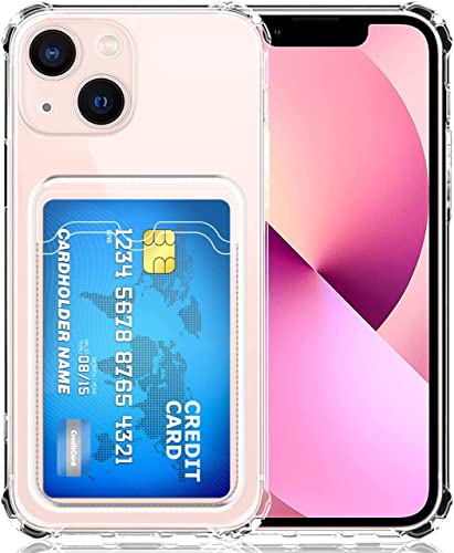 Xerial Case Compatible with iPhone 13 Mini case with Card Holder, Clear Card Slot case, Ultra-Thin, Soft, Shockproof, Credit Card Protective Cover for iPhone 13 Mini