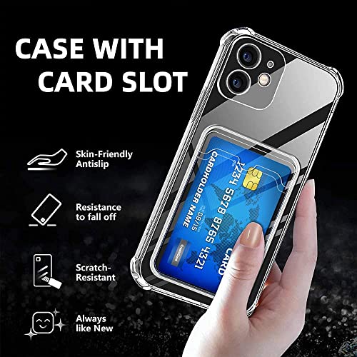 Xerial Case Compatible with iPhone 13 Mini case with Card Holder, Clear Card Slot case, Ultra-Thin, Soft, Shockproof, Credit Card Protective Cover for iPhone 13 Mini