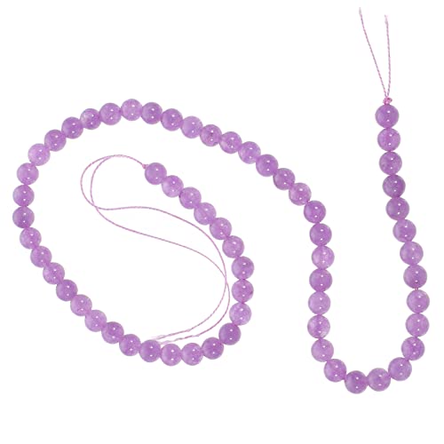 CRAFTHROU Gemstone Charms Circle Beads Gemstone Beads 2 Strings Chalcedony Round Beads Loose Beads Chalcedony Powder Purple Lavender Accessories Crystal Jewelry DIY Kits