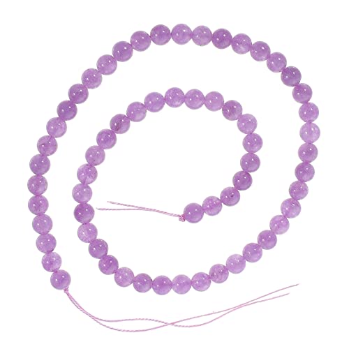 CRAFTHROU Gemstone Charms Circle Beads Gemstone Beads 2 Strings Chalcedony Round Beads Loose Beads Chalcedony Powder Purple Lavender Accessories Crystal Jewelry DIY Kits