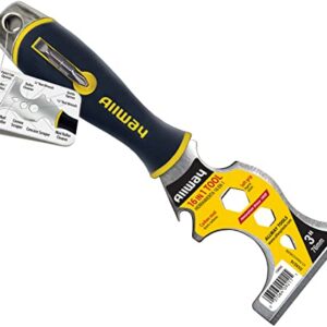 ALLWAY DSXG16 Soft Grip 16-in-1 Painter's Multi Tool with Hammer End and 2 Screwdriver Bits