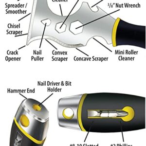 ALLWAY DSXG16 Soft Grip 16-in-1 Painter's Multi Tool with Hammer End and 2 Screwdriver Bits