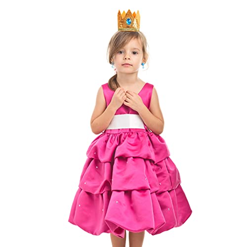 Girls Princess Costume Accessories Crown Earrings Gloves Halloween Dress Up Birthday Party Supplies for Peach