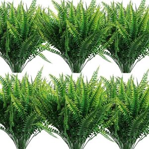 jelofly 12 bundles artificial boston fern plants fake ferns faux plants shrubs greenery outdoor uv resistant no fade garden porch window box decor