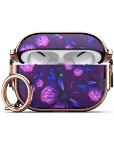 guarzfun case for airpods pro 2 & airpod pro, airpod pro case with lock, airpod pro 2 case for women man (purple butterfly)