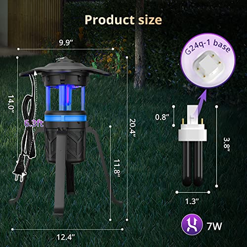 POWIFY Mosquito Trap Outdoor, Bug Zapper with Fluorescent UV Light, Fly Trap Mosquito Zapper with Suction Fan, Mosquito Killer for Gnat, Moth, Flying Insect (with Stand)