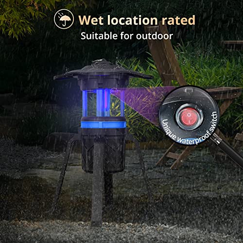 POWIFY Mosquito Trap Outdoor, Bug Zapper with Fluorescent UV Light, Fly Trap Mosquito Zapper with Suction Fan, Mosquito Killer for Gnat, Moth, Flying Insect (with Stand)