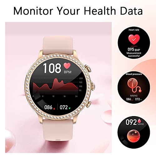 Smart Watch for Women Make/Answer Call Female Health/Heart Rate/Blood Pressure/Blood Oxygen Monitor Message Push Fitness Watch with Step Counter Activity Tracker Compatible with Android iOS Phone