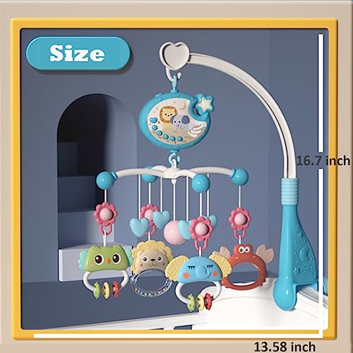 Baby Musical Crib Mobile with Light and Projector, Mobile for Crib with Remote Control ＆ Timming Function, Rotating Hanging Rattles Toy for Newborn