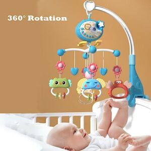 Baby Musical Crib Mobile with Light and Projector, Mobile for Crib with Remote Control ＆ Timming Function, Rotating Hanging Rattles Toy for Newborn