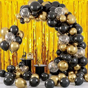 Mtkocpk 3-Pack 3.2x8 Feet Gold Foil Fringe Backdrop Curtains Party Decorations - Perfect for Parties, Baby Showers, Gender Reveals, and Disco Fun, Party Backdrops Decor