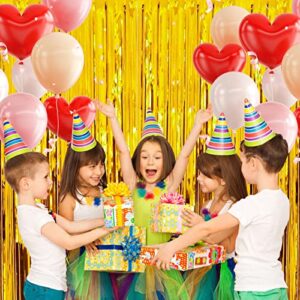 Mtkocpk 3-Pack 3.2x8 Feet Gold Foil Fringe Backdrop Curtains Party Decorations - Perfect for Parties, Baby Showers, Gender Reveals, and Disco Fun, Party Backdrops Decor