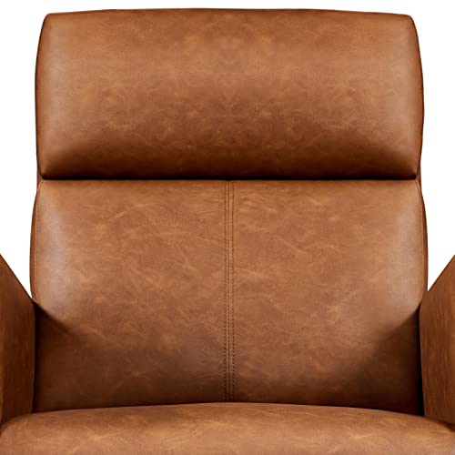 Yaheetech Leather Glider Chair, Modern Rocking Chair, Nursery Faux Leather Glider Chair with Rubber Wood Legs and Side Pocket, Rocking Accent Armchair for Living Room, Bedroom, Brown