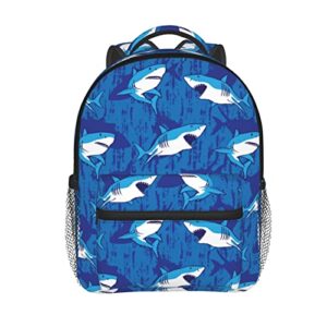 ysbkn kid's mini backpack 12 inch blue sharks backpack schoolbag preschool kindergarten children bag nursery travel bag for toddler boys girls age 3-7