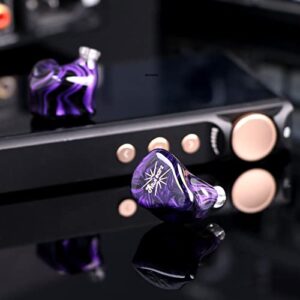 Linsoul Kiwi Ears Quartet 2DD+2BA Hybrid In-Ear Monitor, HiFi Earphones with Hand-crafted Resin Shell, Detachable OFC Silver-plated IEM Cable for Audiophile Musician DJ Studio Gaming (Purple, Quartet)