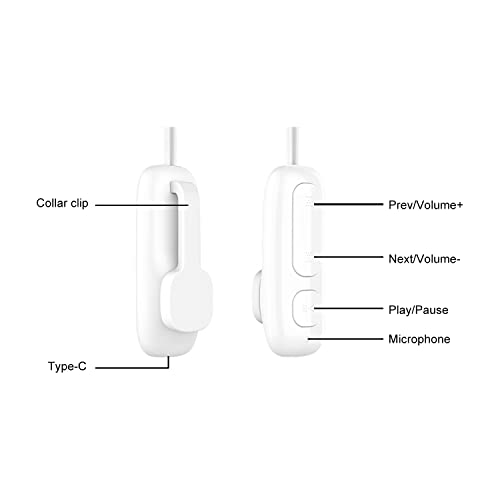 Amaitree Lavalier Microphone, Commercial Wireless Lavalier Headphones, Magnetic Lavalier Design Bluetooth 5.3 with Microphones Earphone, Wireless in-Ear Earbuds for Teams and Zoom - White