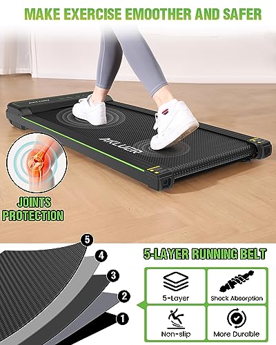 Walking Pad, AKLUER 2 in 1 Walking Pad Treadmill, 2.25 HP Under Desk Treadmill with 265 Weight Capacity, Portable Walking Treadmill for Home, Office, Light Weight Electric Walking Jogging Machine