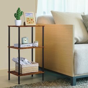 ETELI Tall End Table 3 Tier Side Table with Storage Small Nightstand for Small Spaces Living Room Bedroom 3 Tier Slim Table for Office