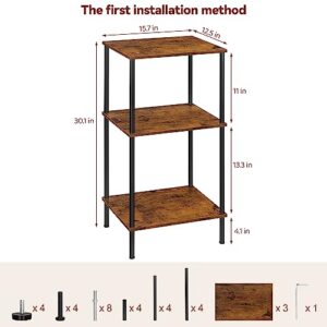 ETELI Tall End Table 3 Tier Side Table with Storage Small Nightstand for Small Spaces Living Room Bedroom 3 Tier Slim Table for Office