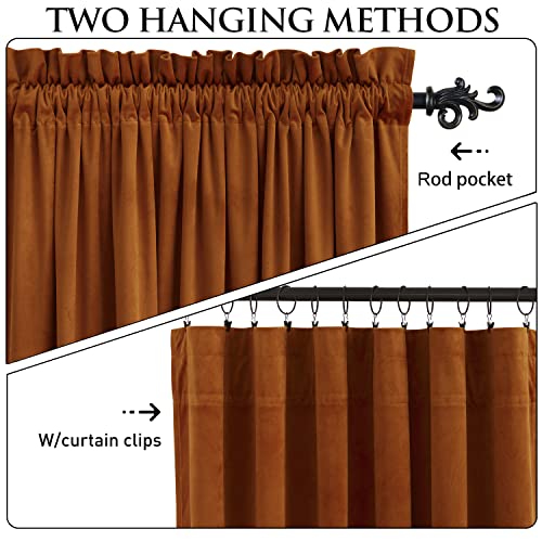 StangH Burnt Orange Velvet Curtains & Short Blackout Curtains