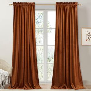 StangH Burnt Orange Velvet Curtains & Short Blackout Curtains