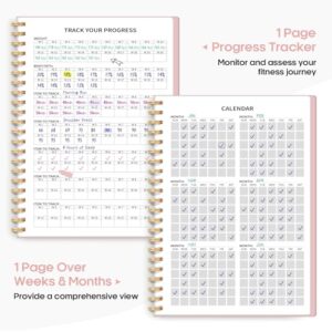 Fitness Workout Journal for Women & Men, A5(5.5" x 8.2") Workout Log Book Planner for Tracking, Progress, and Achieving Your Wellness Goals-Pink