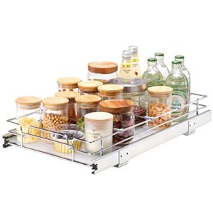 vevor 11"w x 21"d pull out cabinet organizer, heavy duty slide out pantry shelves, chrome-plated steel roll out drawers, sliding drawer storage for home, inside kitchen cabinet, bathroom, under sink