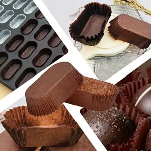 1000Pcs Oval Cake Cups, Boat Shape Paper Cups,Disposable Paper Liner Bread Loaf Pans, Loaf Liners for Baking Cupcake Muffin Bread (Coffee)