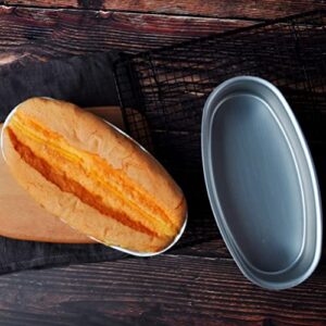 Kichvoe Mini Cake Pans Oval Toast Loaf Pan Baking Bread Cheesecake Non-stick Cake Molds Aluminum Alloy DIY Bread Tray for Oven Kitchen Bakery Tools Silver Mini Loaf Pan