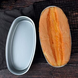 Kichvoe Mini Cake Pans Oval Toast Loaf Pan Baking Bread Cheesecake Non-stick Cake Molds Aluminum Alloy DIY Bread Tray for Oven Kitchen Bakery Tools Silver Mini Loaf Pan