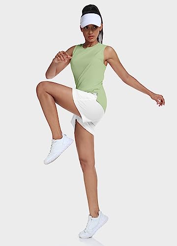 Hiverlay Workout Tank Tops for Women Loose Sleeveless Athletic Exercise Sports Gym Muscle Running Shirts Green s