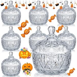 tanlade 8 pcs glass candy jar with lid halloween candy bowl with lids crystal candy jar with cover cute snack candy dish for halloween home party wedding decoration, 260ml/ 9oz(clear)