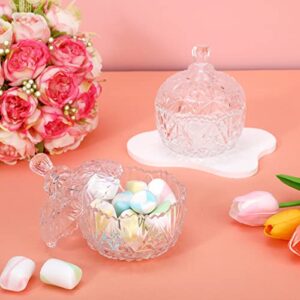 Tanlade 8 Pcs Glass Candy Jar with Lid Halloween Candy Bowl with Lids Crystal Candy Jar with Cover Cute Snack Candy Dish for Halloween Home Party Wedding Decoration, 260ml/ 9oz(Clear)