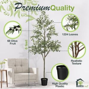 Artificial Olive Tree 6FT for Home Decor Indoor Bonus 20 ft String Light .Olive Trees Artificial Indoor Tree-Faux Olive Tree 6FT,Fake Olive Tree Faux Trees Indoor Tree,Faux Tree,Olive Tree Artificial.