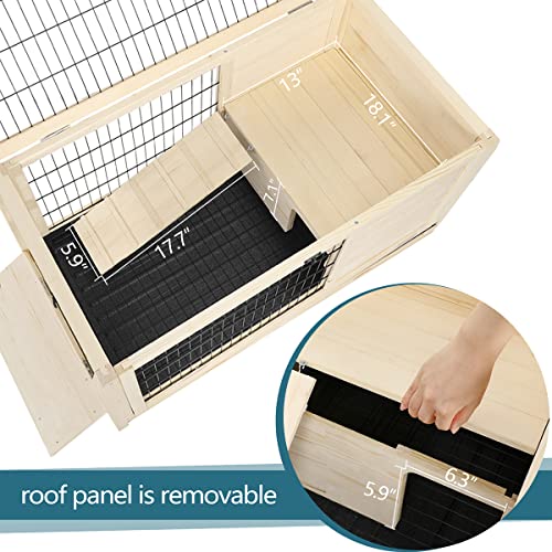 Guinea Pig Cage Hamster Cages Wooden Indoor Ferret Cage with Hideout, Leak Proof Plastic Tray & Openable Top, 2 Levels Small Animal Cage for Chinchilla, Hedgehogs, Squirrel, Gerbils1