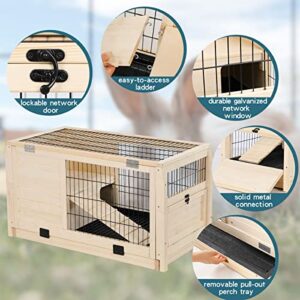 Guinea Pig Cage Hamster Cages Wooden Indoor Ferret Cage with Hideout, Leak Proof Plastic Tray & Openable Top, 2 Levels Small Animal Cage for Chinchilla, Hedgehogs, Squirrel, Gerbils1