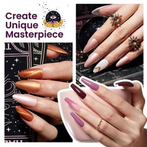 Beetles Cat Eye Gel Nail Polish Set 6 Colors, Glitter Nude Shiny Champagne Burgundy Gold Magnetic Effect Sparkle Stunning Fall Nail Uv Gel Polish Halloween Gifts for Women Girls 2023 Limited Colors