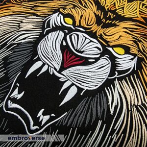 EMBROVERSE Royal Lion Large Back Patch - Golden King Crown - Angry Wild Animal Head - Embroidered Iron On - 11.6 x 15.4 inches