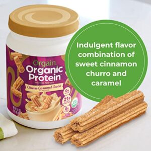 Orgain Organic Vegan Protein Powder, Churro Caramel Swirl - 21g Plant Based Protein, Gluten Free, Dairy Free, Lactose Free, Soy Free, No Sugar Added, Kosher, For Smoothies & Shakes - 1.02lb