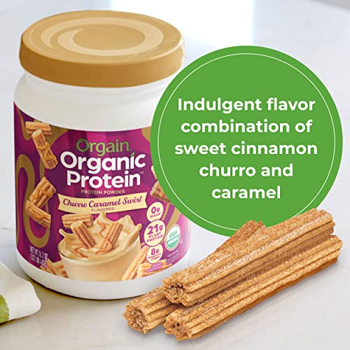 Orgain Organic Vegan Protein Powder, Churro Caramel Swirl - 21g Plant Based Protein, Gluten Free, Dairy Free, Lactose Free, Soy Free, No Sugar Added, Kosher, For Smoothies & Shakes - 1.02lb