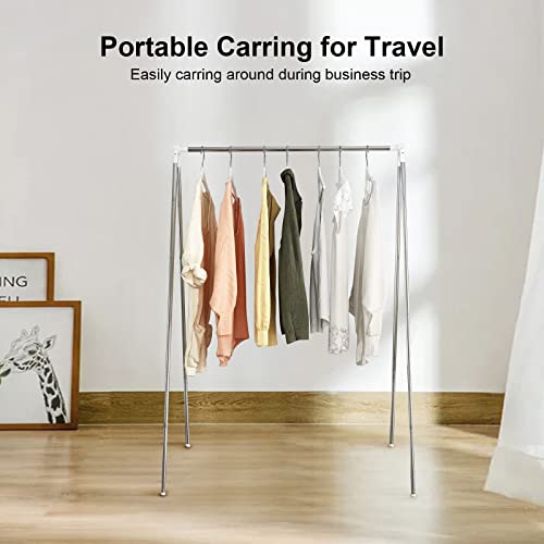 NaavBliz Portable Garment Rack, Collapsible Folding Clothing Rack, for Dance, Travel, Camping, RV, Small Clothes Rack, Space-Saving Design, Versatile Use, with 3 Foldable Clothes Hangers