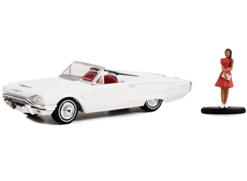 1965 Thunderbird Convertible White and Woman in Dress The Hobby Shop Series 14 1/64 Diecast Model Car by Greenlight 97140 B