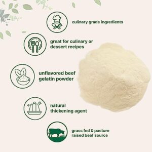 Beef Gelatin Powder | Grass Fed, 2lbs | Unflavored Thickening Agent, Pasture Raised Source, Rich in Natural Protein | Great for Cooking & Baking | Non-GMO